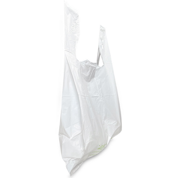 11.5" x 6.5" x 21" x 0.65 mil White Eco-Friendly Poly Grocery Store Ch ...